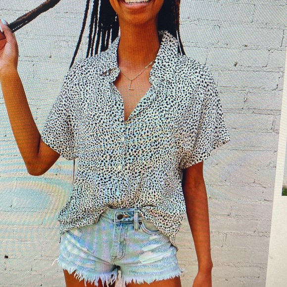 Lush | Tops | Lush Black And White Animal Print Button Up | Poshmark